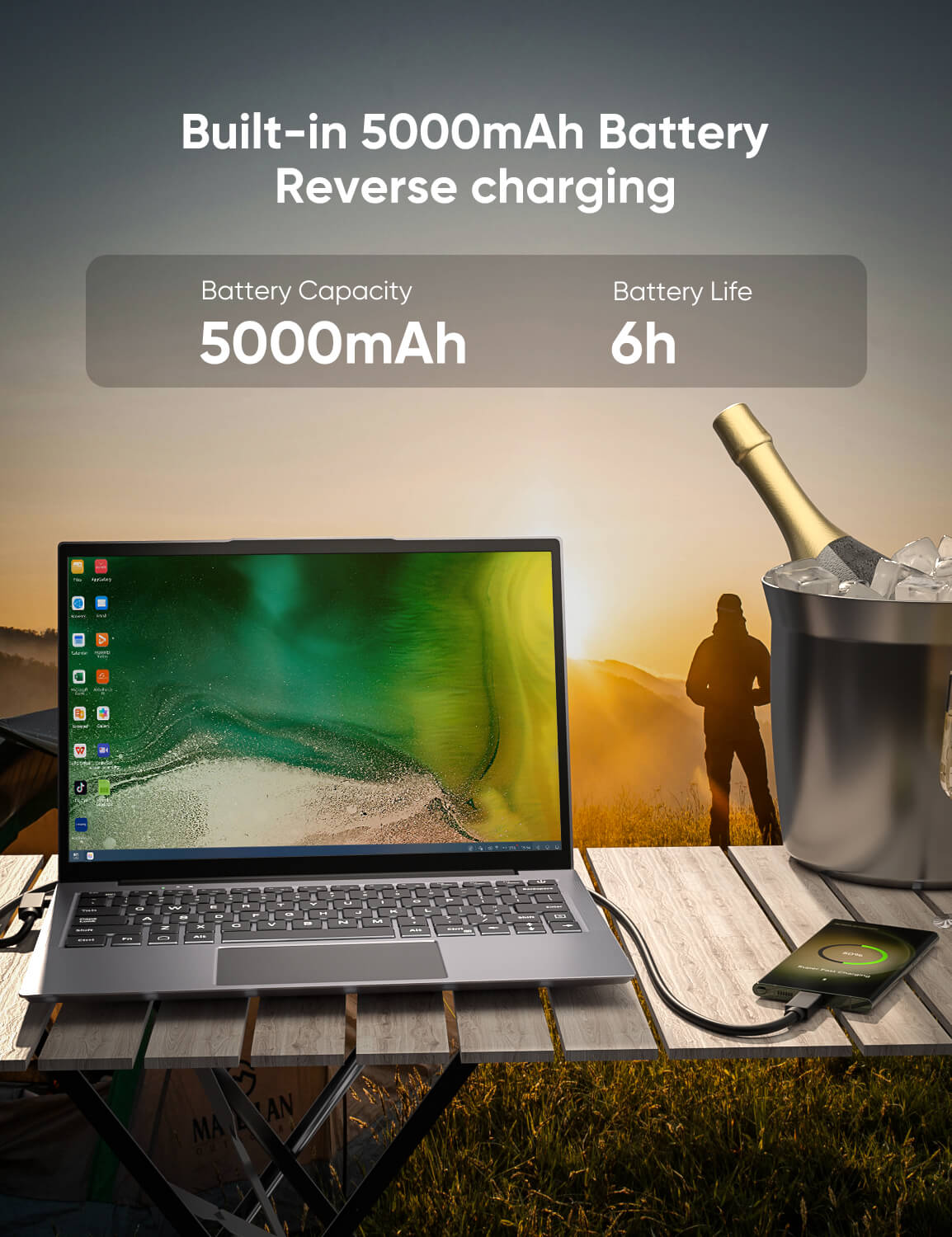 Dopesplay 14.1 Inch 1200p HDR IPS Portable Monitor With Keyboard Built