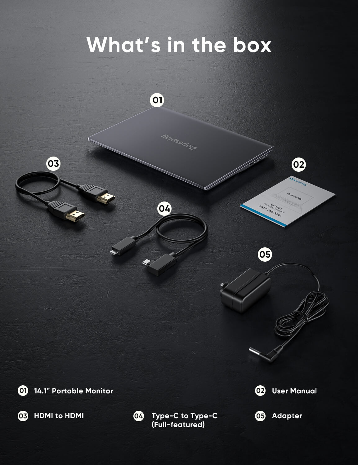 Dopesplay 14.1 Inch 1200p HDR IPS Portable Monitor With Keyboard Built